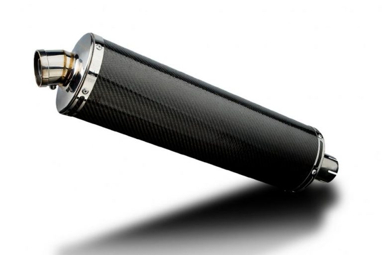 Delkevic Slip On 18″ Oval Carbon Motorcycle Exhaust Muffler With Strap